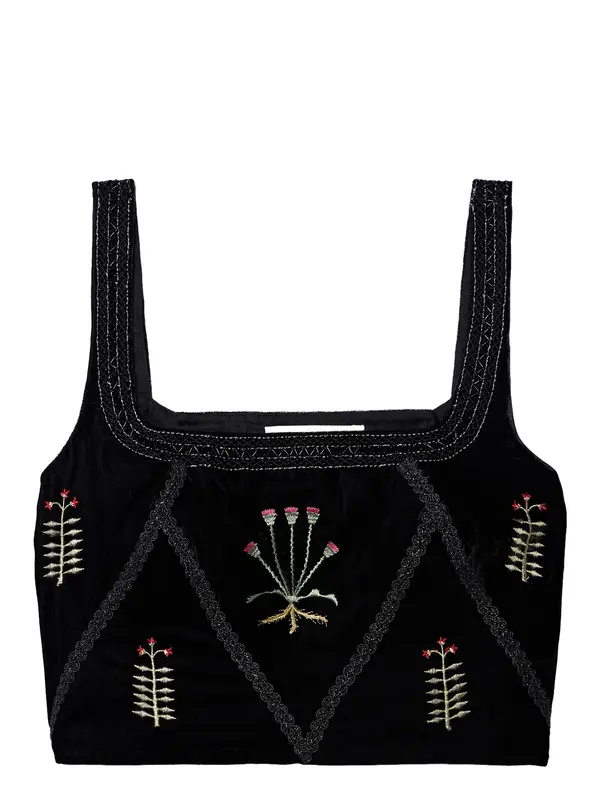 EMPORIO SIRENUSE Cindarella Cropped Velvet Top - Black