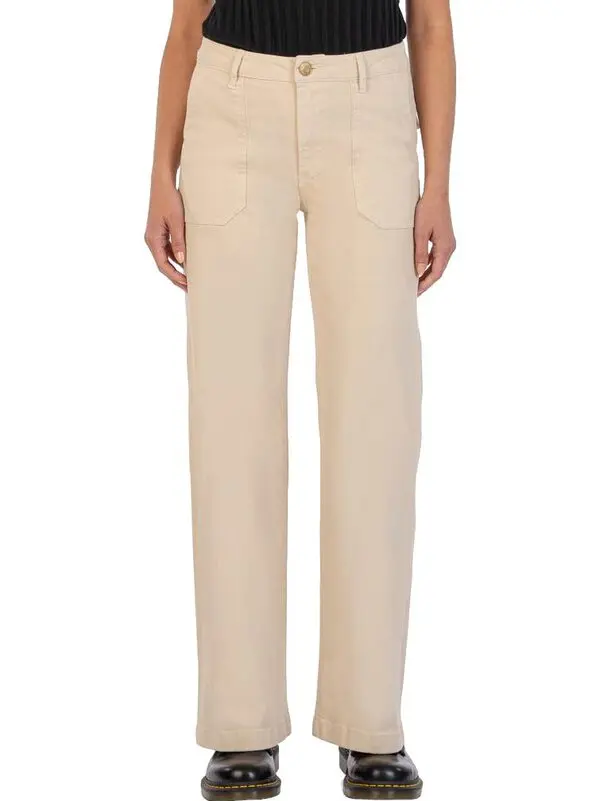 Kut From The Kloth Meg Utility Pocket High Waist Wide Leg Pants - Beige