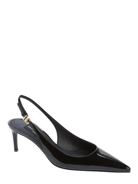 Dolce & Gabbana Lollo Patent Slingback Pumps - Black