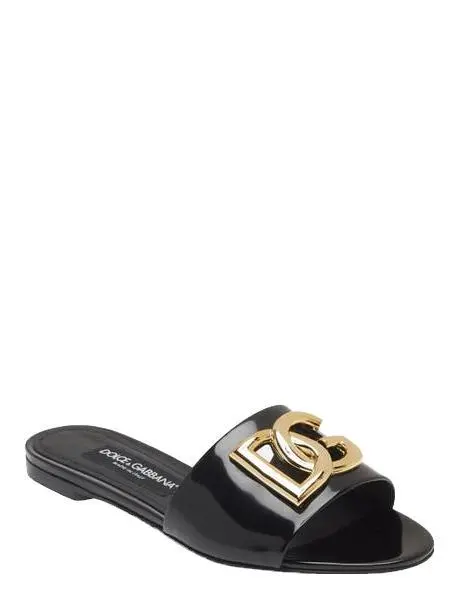 Dolce & Gabbana Dg Logo Slide Sandal - Black