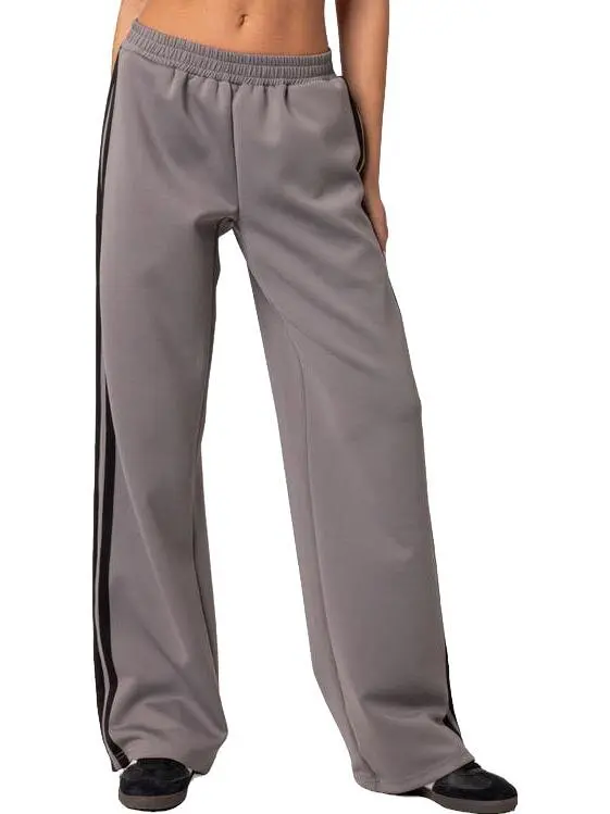 EDIKTED Robyn Side Stripe Track Pants - Dark-gray
