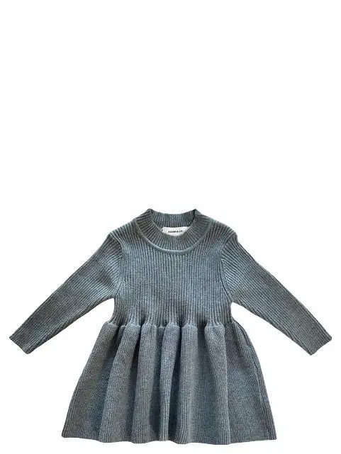 ASHMI & CO. Falyn Long Sleeve Cotton Sweater Dress - Gray