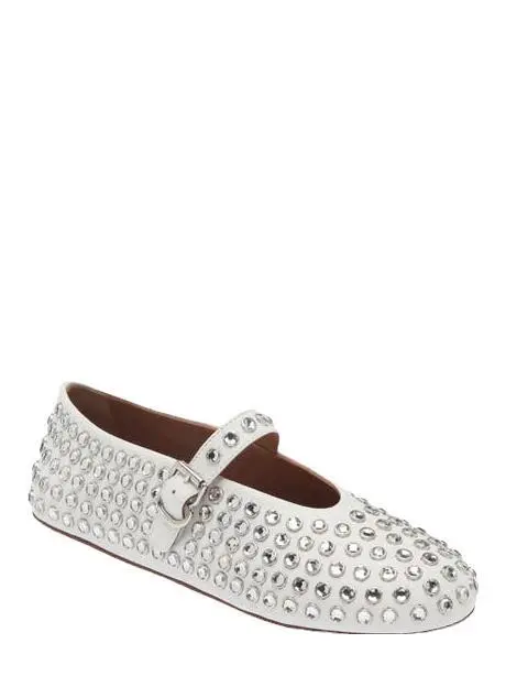 Alaïa Rhinestone Embellished Ballet Flat - White