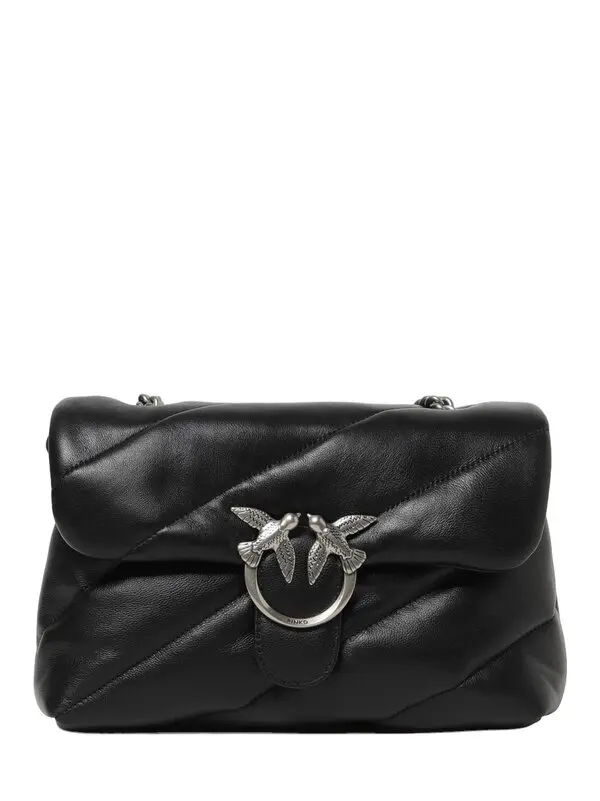Pinko Quilted Leather Shoulder Bag With Chain Strap - Black 1