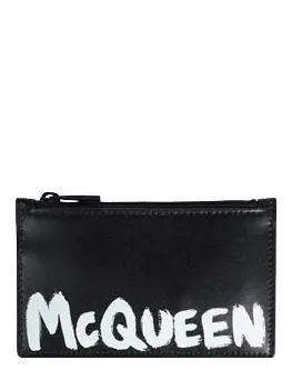 Alexander McQueen Card Holder With External Pocket - Black
