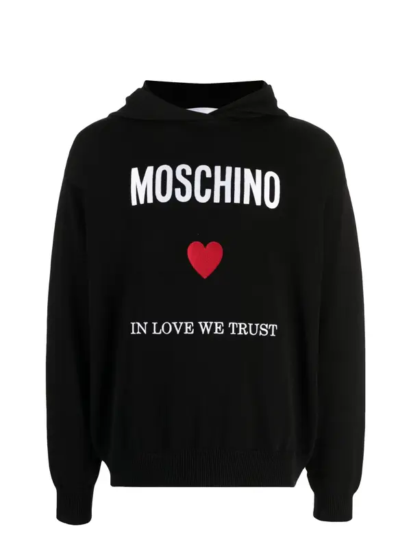 Moschino Slogan-print Cotton Hoodie - Black