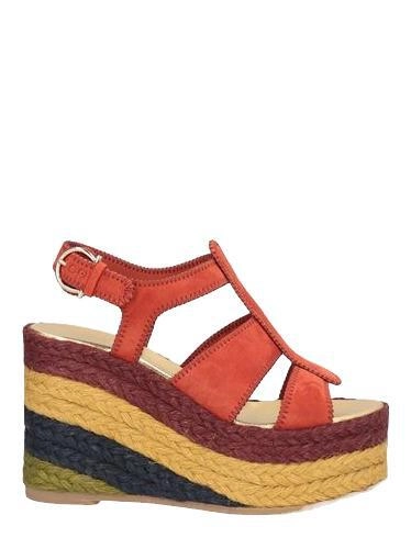 FERRAGAMO Espadrille Wedge Sandals - Brick