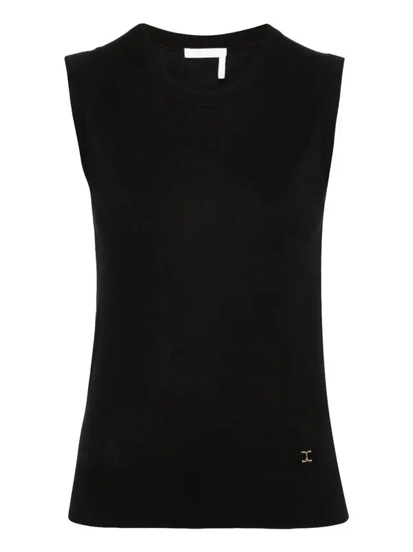 Chloé Sleeveless Wool Knitted Top - Black