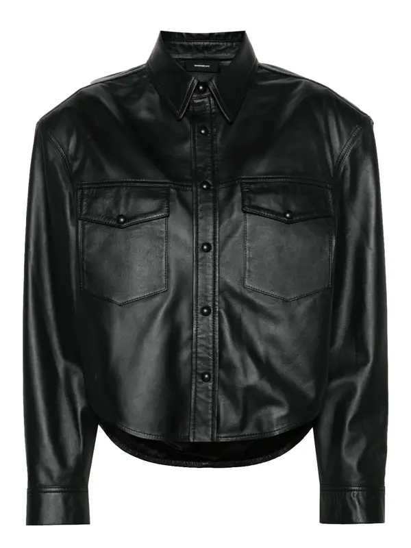 Wardrobe.NYC Leather Shirt Jacket - Black
