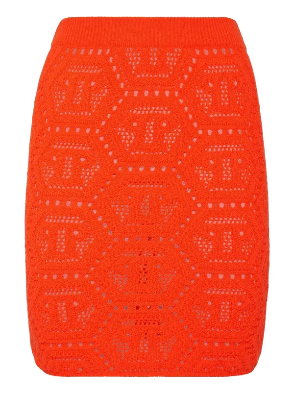 Philipp Plein Monogram-knit Mini Skirt - Orange