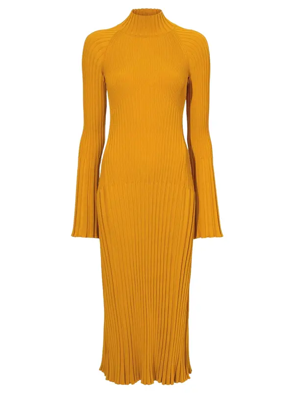 Proenza Schouler Roll-neck Ribbed Midi Dress - Orange