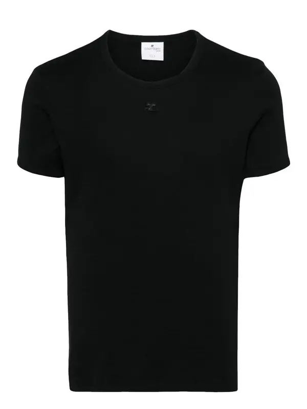 COURREGES Logo-appliqué T-shirt - Black