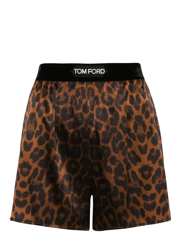 TOM FORD Leopard-print Silk Shorts - Brown