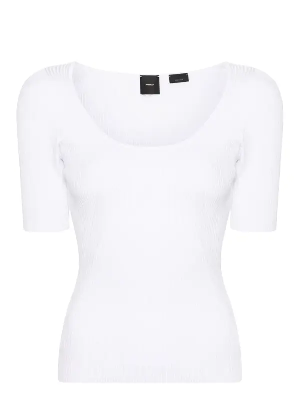 Pinko Embroidered-logo U-neck T-shirt - White