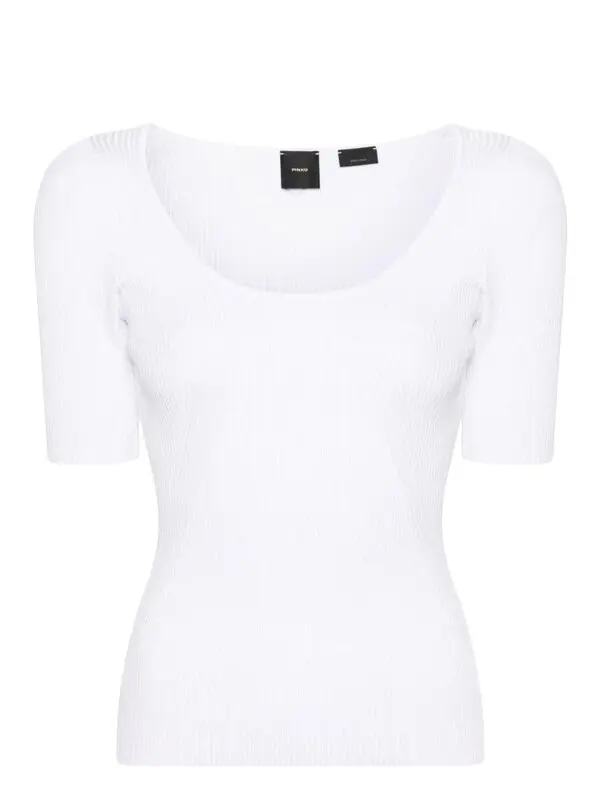Pinko Embroidered-logo U-neck T-shirt - White