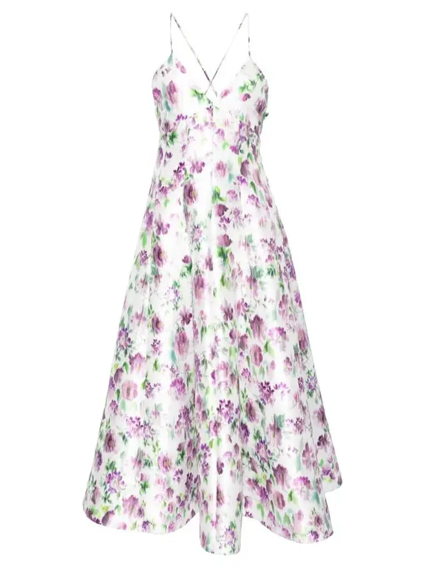 Philosophy Di Lorenzo Serafini Floral-print Flared Midi Dress - White