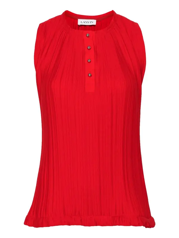 LANVIN Pleated Crepe De Chine Blouse - Red