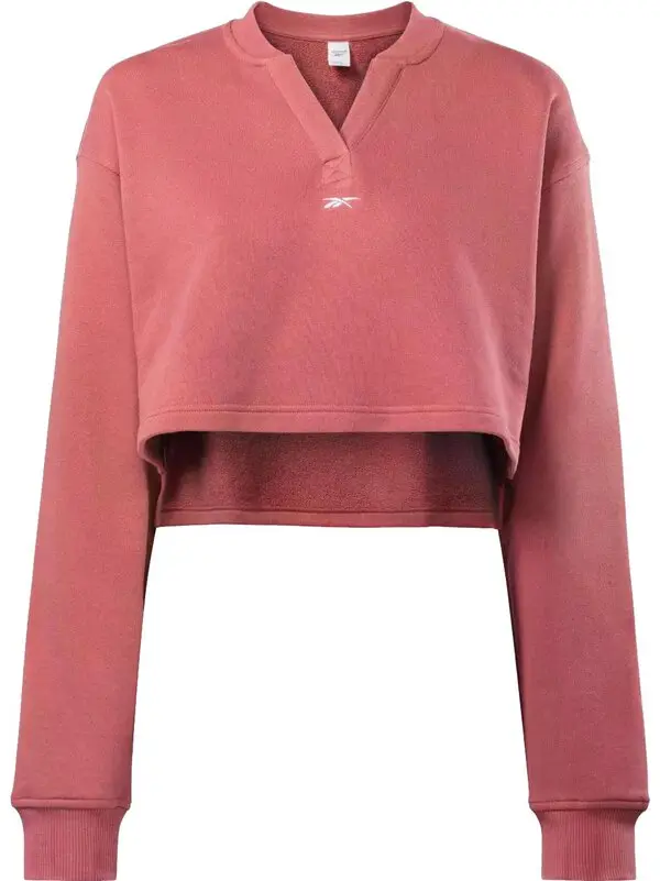 REEBOK Logo-embroidered Cropped Sweatshirt - Pink