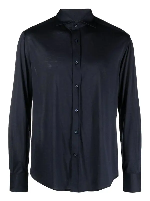 Brunello Cucinelli Long-sleeve Silk-cotton Shirt - Blue