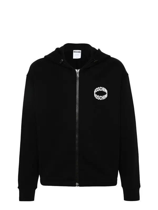 Moschino Logo-appliqué Zip-up Hoodie - Black