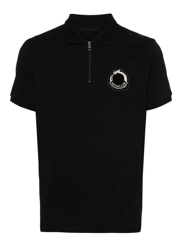 Moncler Logo-appliqué Polo Shirt - Black