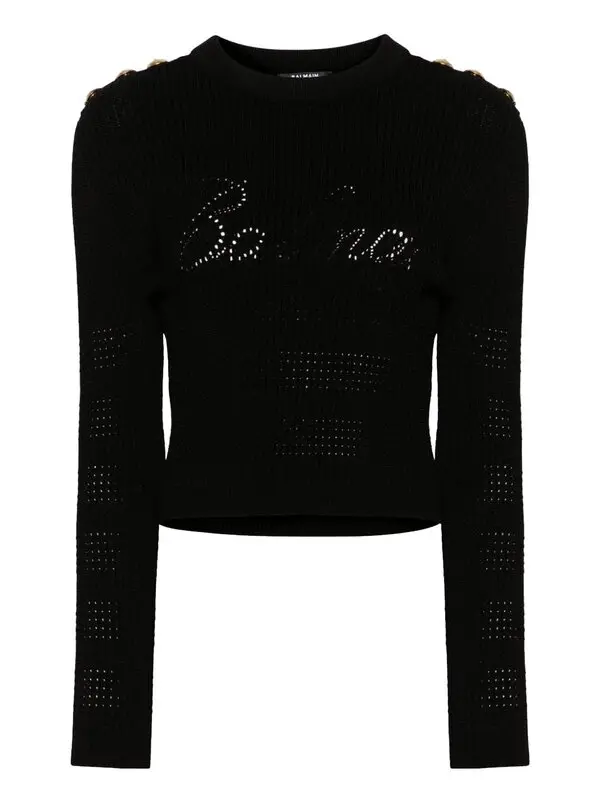 Balmain 6-buttons Ribbed Jumper - Black