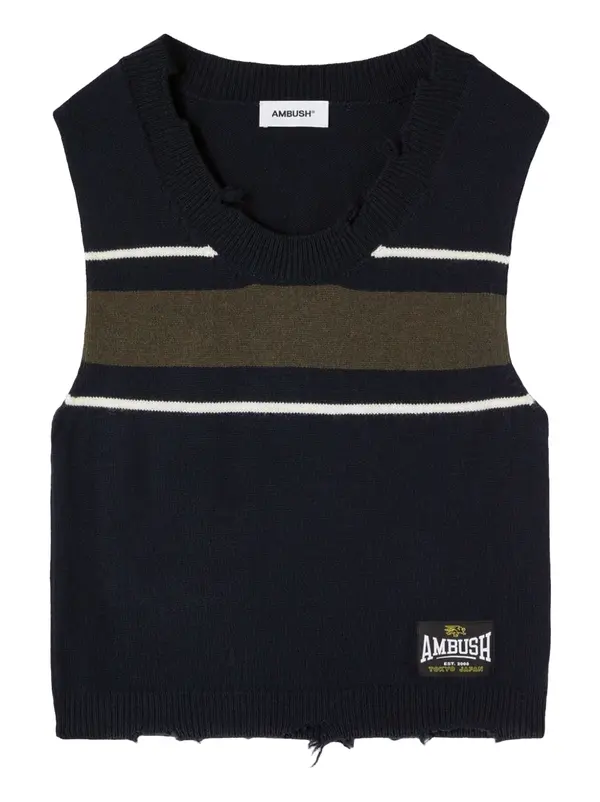 AMBUSH Distressed Wool Vest - Blue