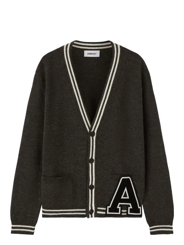 AMBUSH Monogram Appliqué Wool Cardigan - Green
