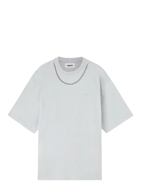 AMBUSH Chain-embellished Organic-cotton T-shirt - Blue
