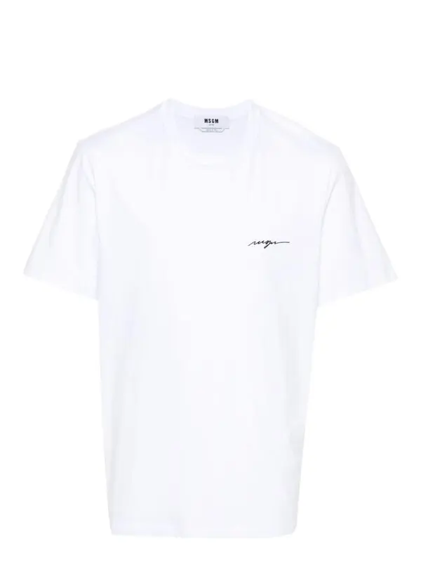 MSGM Embroidered-logo Cotton T-shirt - White