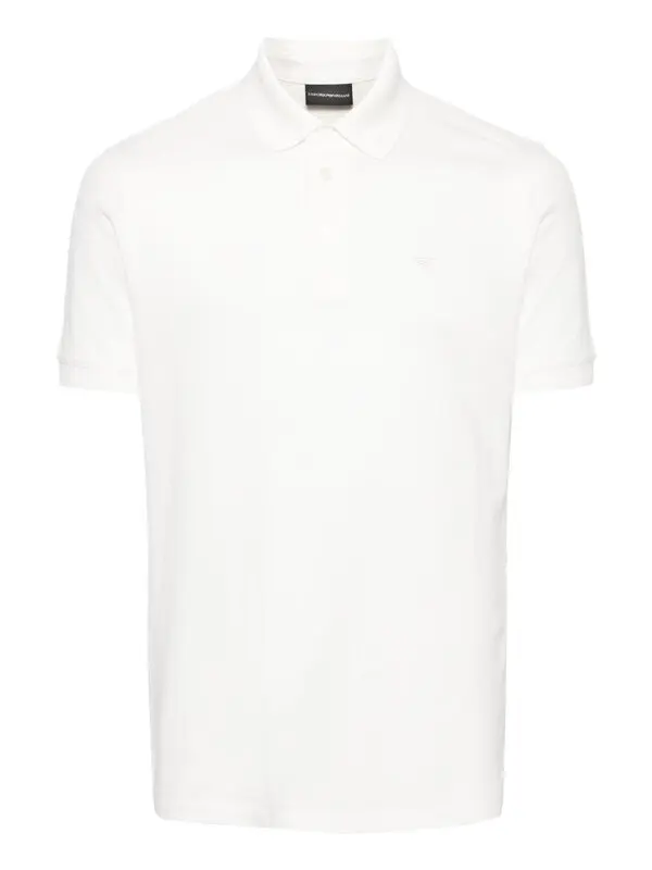 Emporio Armani Embroidered-logo Piqué Polo Shirt - White