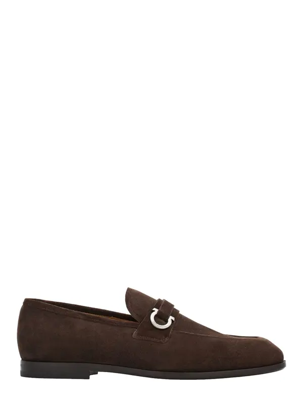 FERRAGAMO Gancini-buckle Leather Loafers - Brown