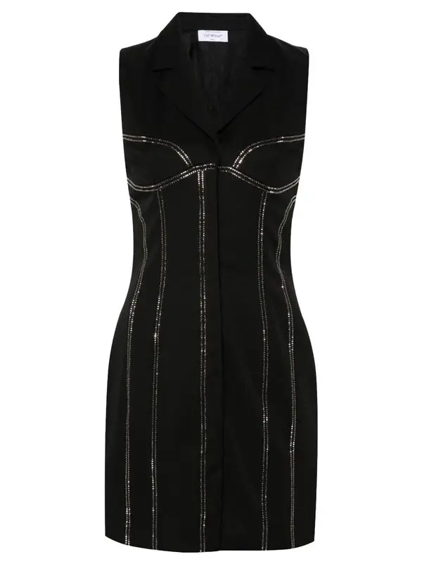 Off-White Crystal-embellished Mini Dress - Black