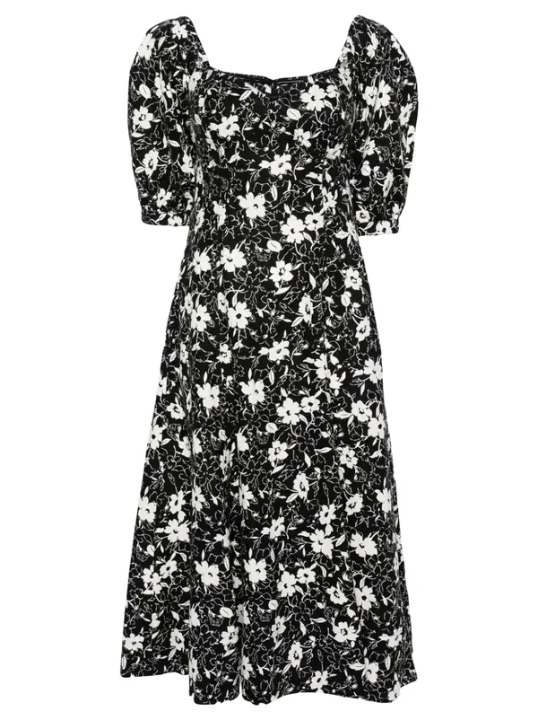Polo Ralph Lauren Floral-print Midi Dress - Black