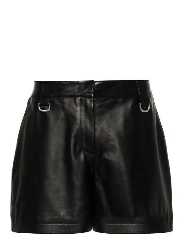 Off-White High-waisted Leather Shorts - Black