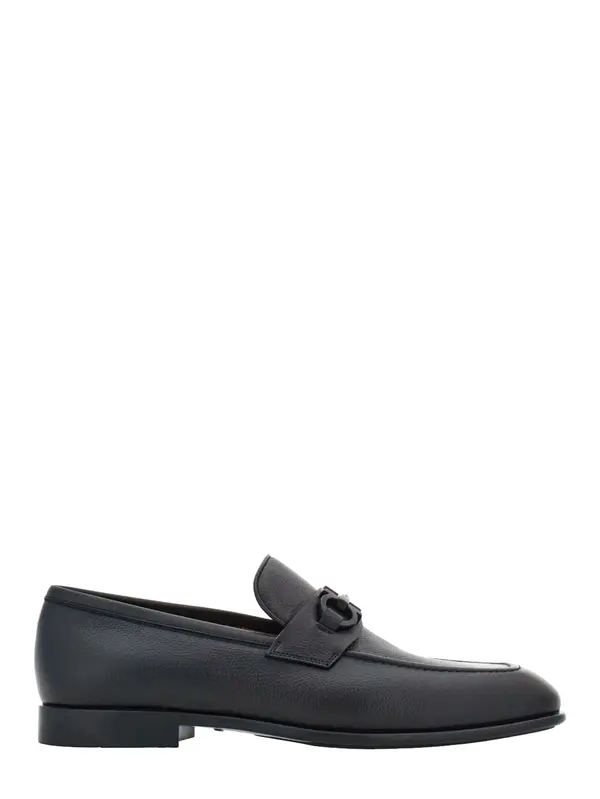 FERRAGAMO Gancini-buckle Leather Loafers - Black