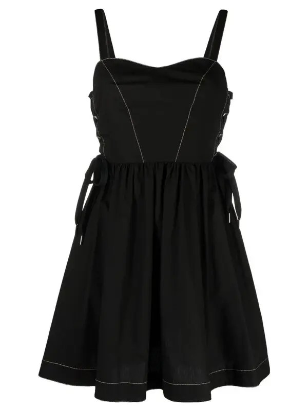 Pinko Lace-up Cotton Minidress - Black