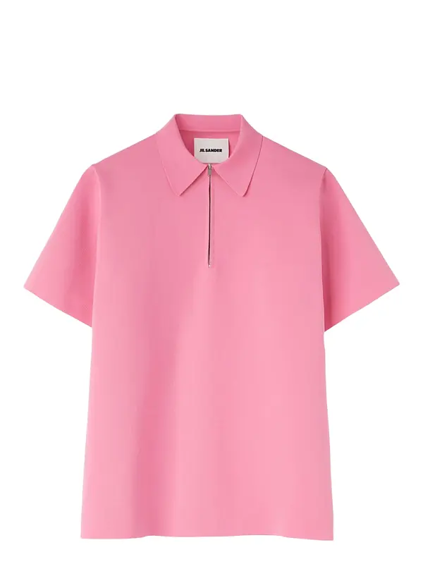 JIL SANDER Zipped Polo Shirt - Pink