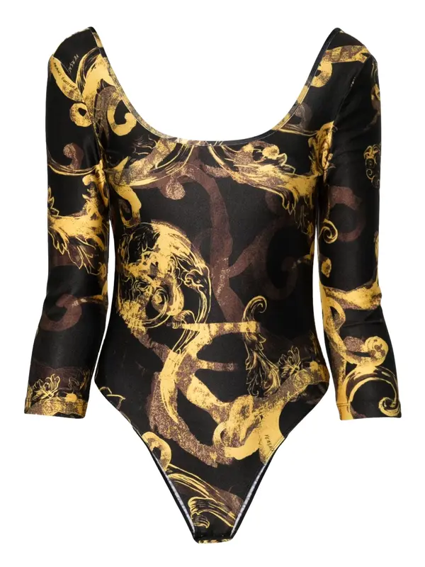 Versace Watercolour Print Bodysuit - Black
