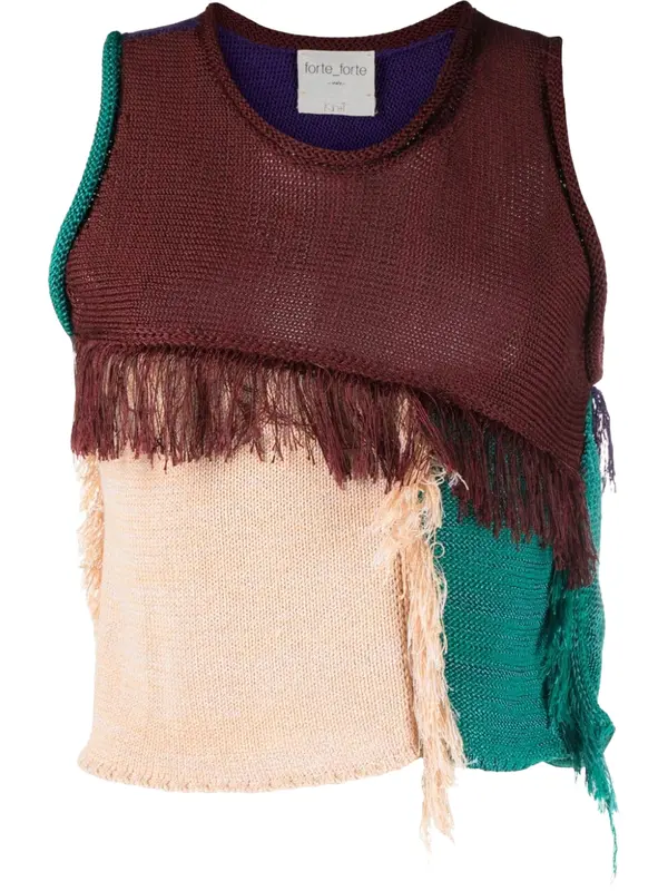 FORTE_FORTE Colour-block Knitted Top - Brown