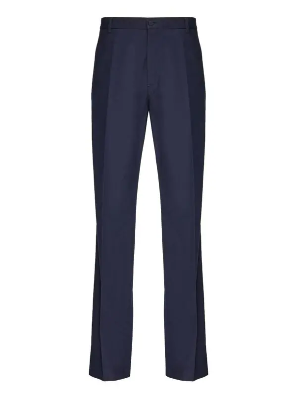 FERRAGAMO Logo Plaque Cotton Straight-leg Trousers - Black