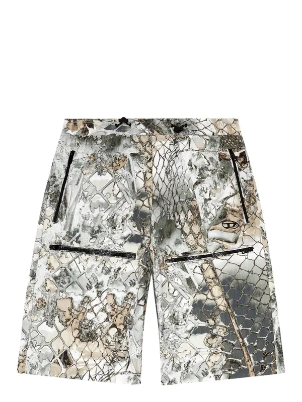 Diesel P-mckell Graphic-print Shorts - Grey