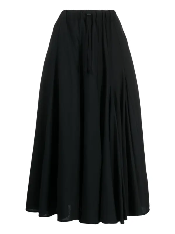 Yohji Yamamoto High-waisted Wool Midi Skirt - Black