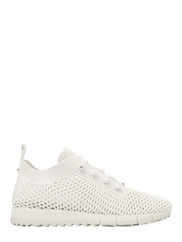 JIMMY CHOO Veles Pearl-embellished Sneakers - White