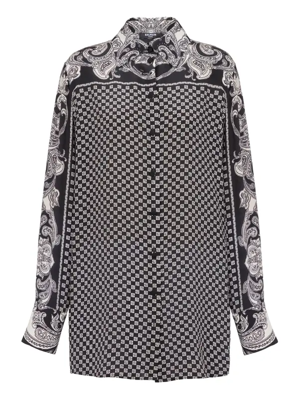 Balmain Paisley-print Silk Shirt - Black