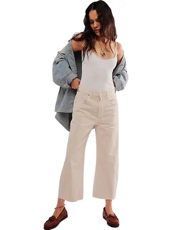Citizens Of Humanity Ayla Crop Jeans With Raw Hem - Almondette