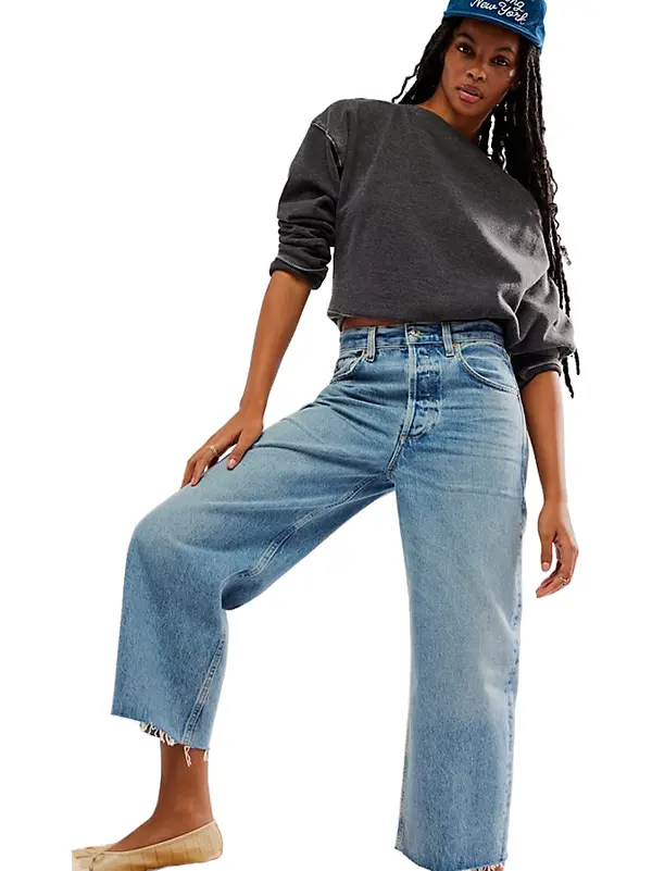 Citizens Of Humanity Ayla Raw Hem Crop Jeans - Sodapop