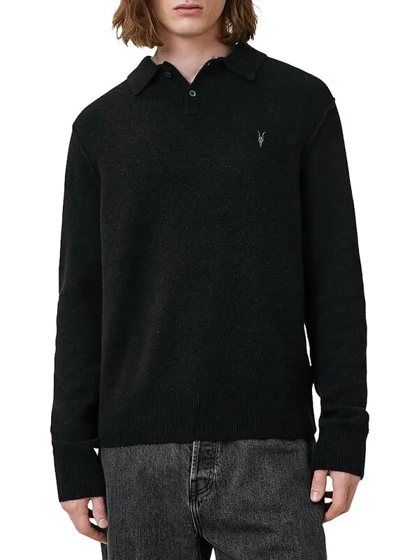 ALLSAINTS Statten Regular Fit Polo Collar Sweater - Black