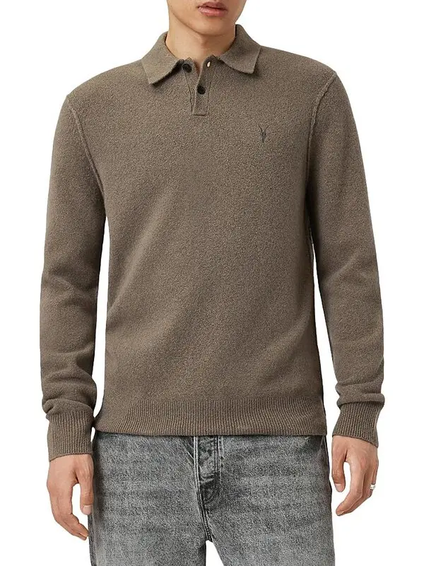 ALLSAINTS Statten Regular Fit Polo Collar Sweater - Dusky Green