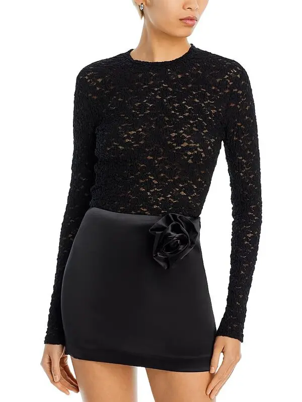 Aqua Lace Long-sleeve Top - Black